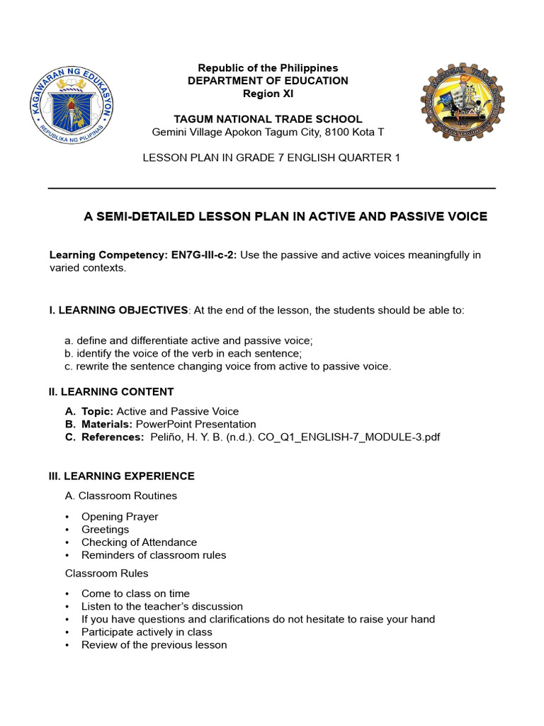 LP Active and Passive Voice | PDF | Verb | Subject (Grammar)