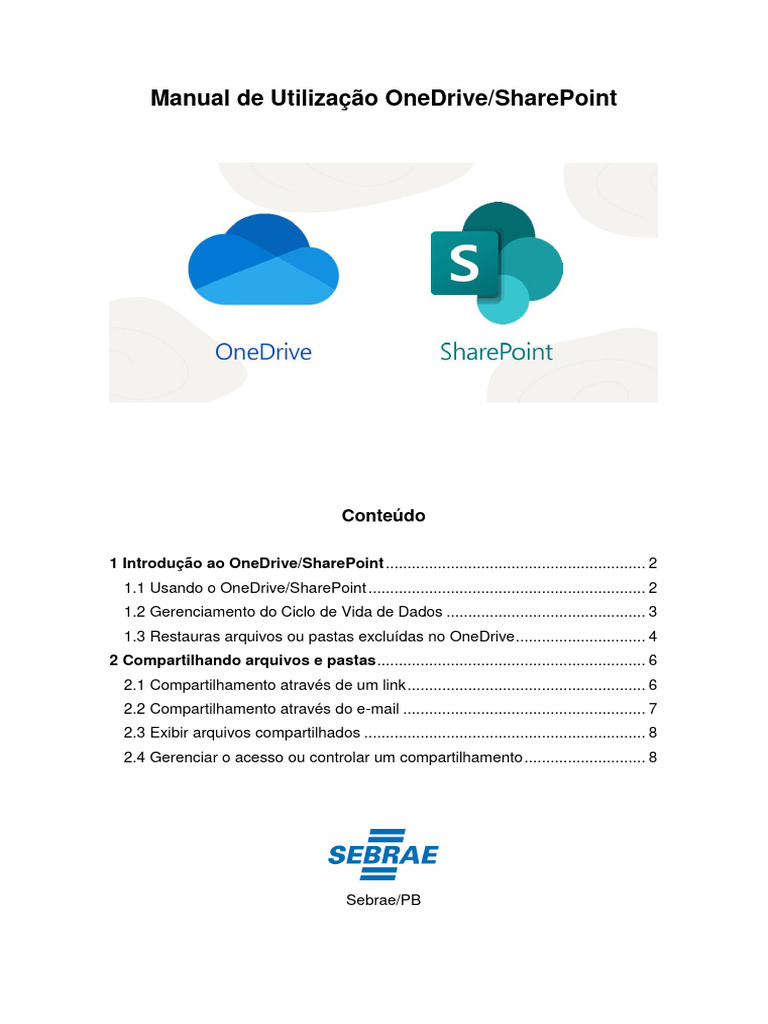 Manual de Utilização OneDrive-SharePoint | PDF | SharePoint | Informática