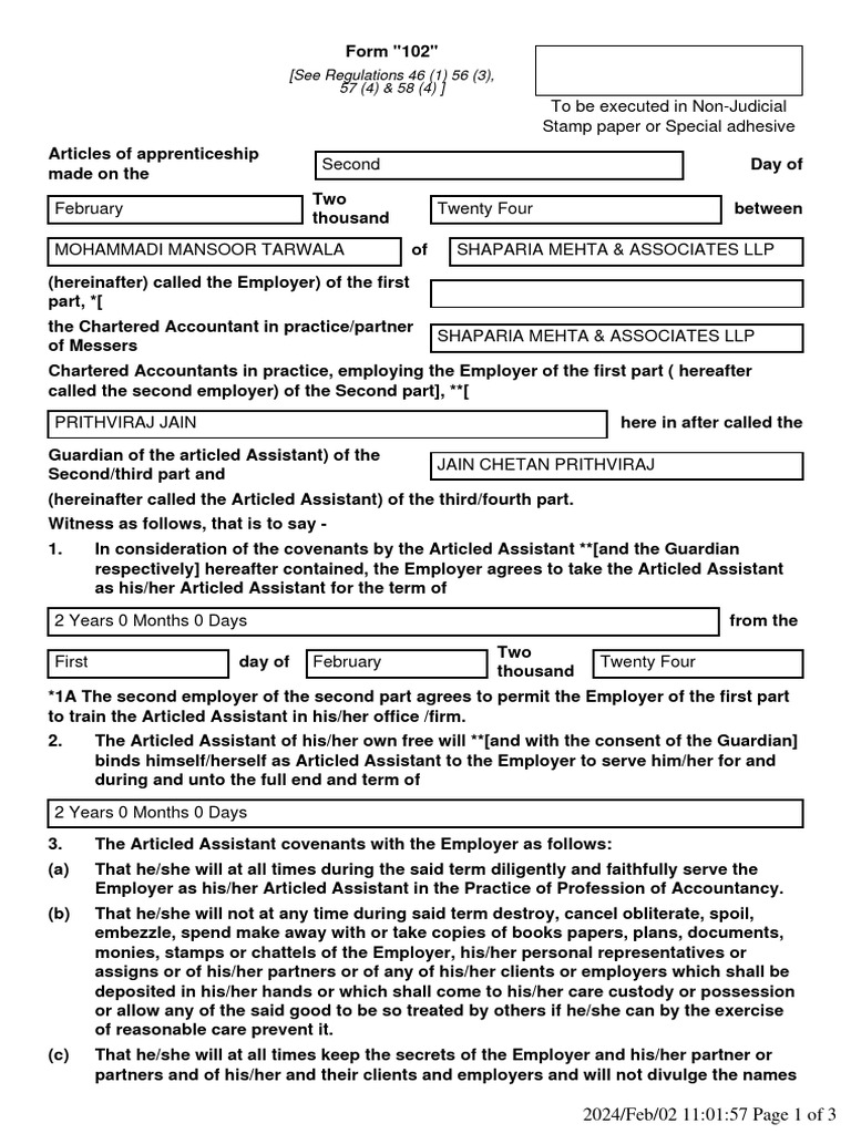 Form 102 Pdf Accountant Cheque