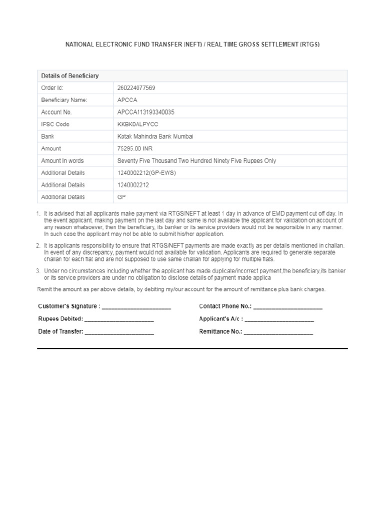 APCCA-NEFT-RTGS-Challan-26 02 2024 17 16 21 | PDF