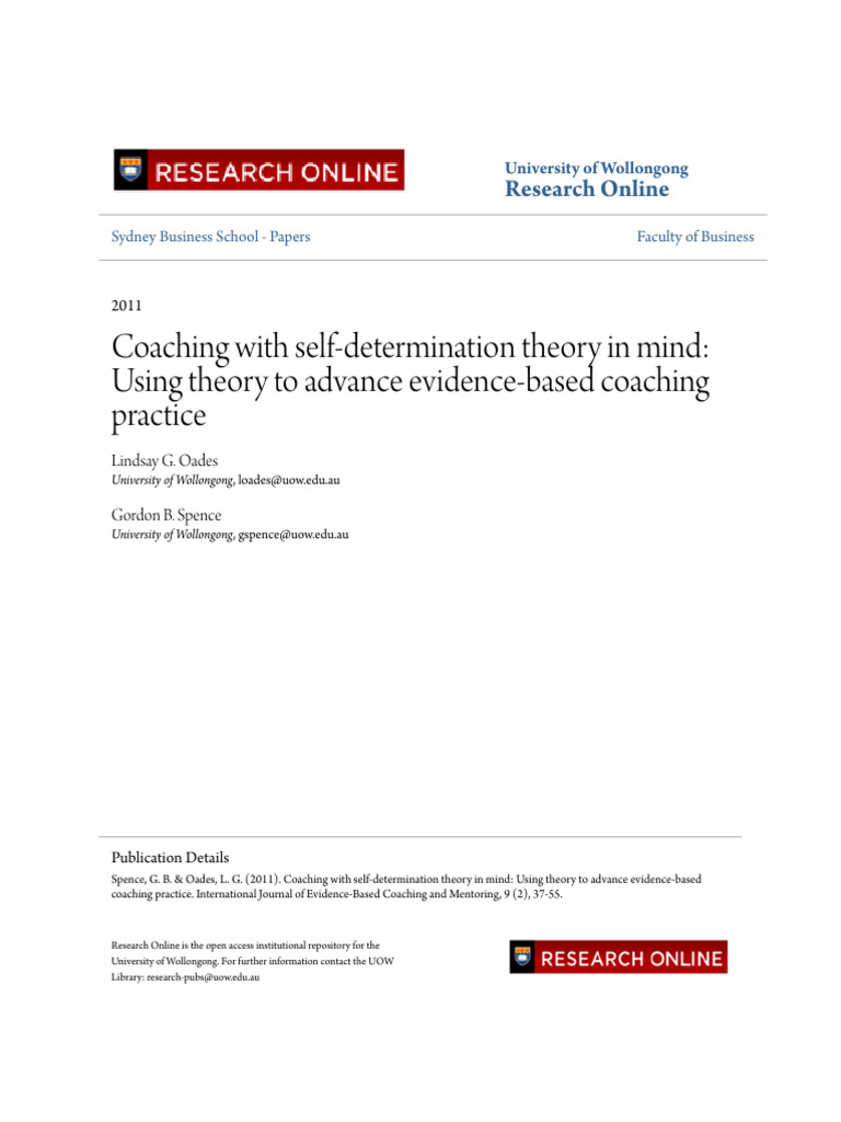 Advancing Coaching with Self-Determination Theory | PDF | Goal ...