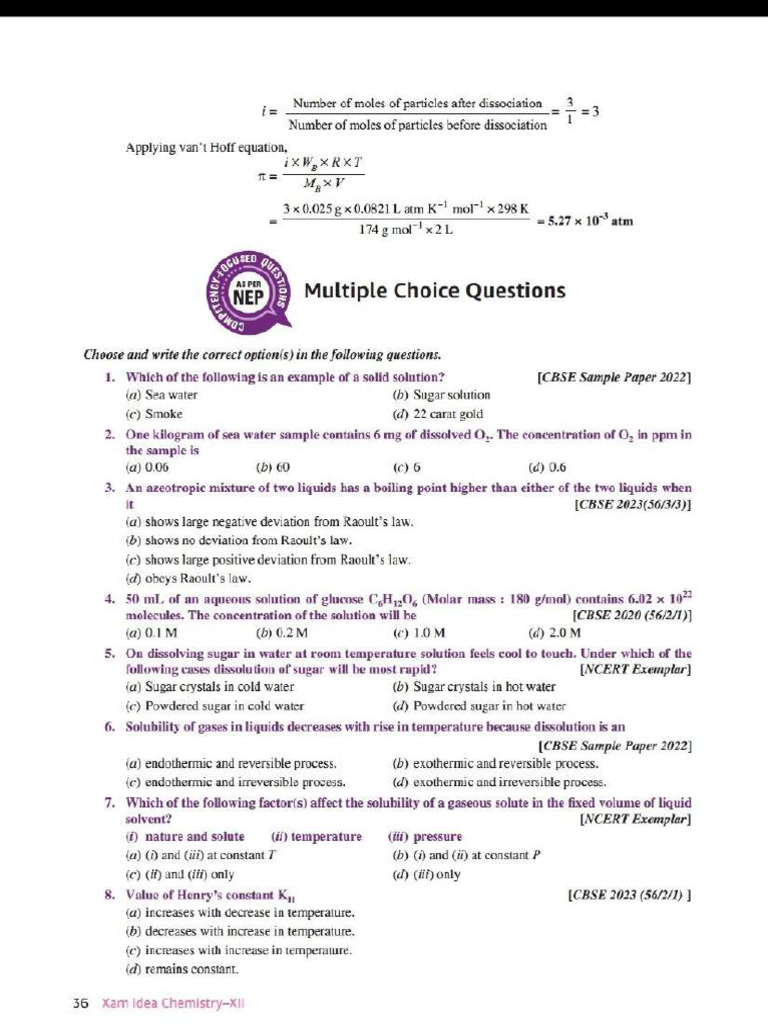 Class 12 Chemistry Important Questions - Compressed | PDF