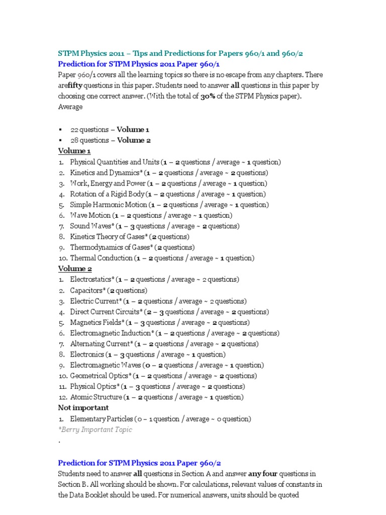 STPM Physics 2011 | PDF | Electromagnetic Radiation | Physics