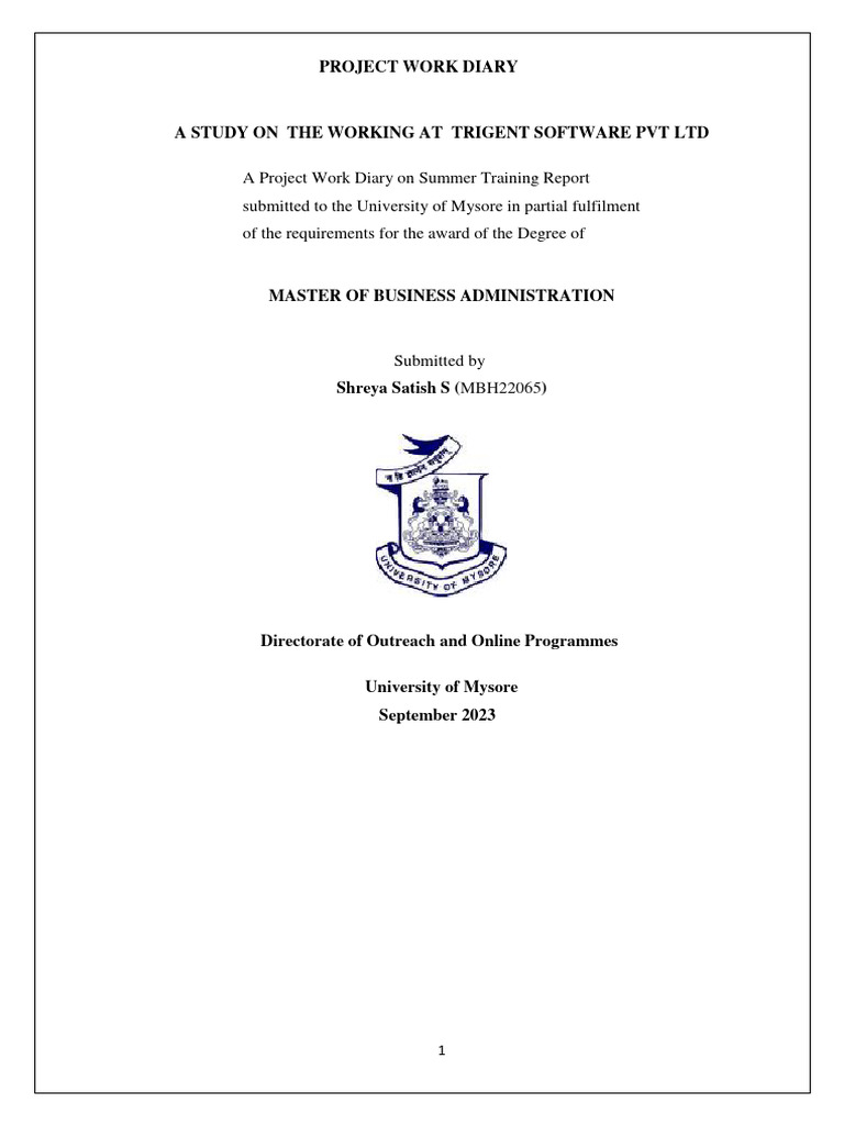 Project Work Diary - Shreya Satish | PDF | Recruitment | Negotiation