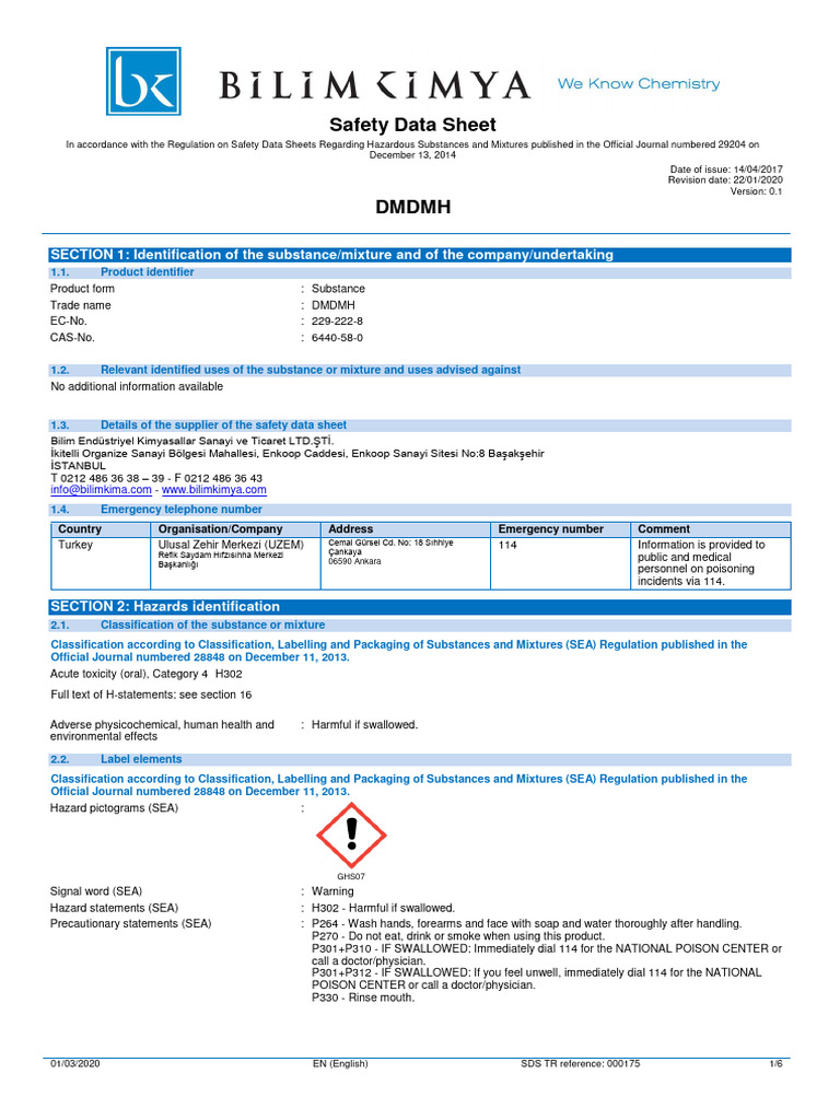 DMDMH | PDF | Dangerous Goods | Toxicity