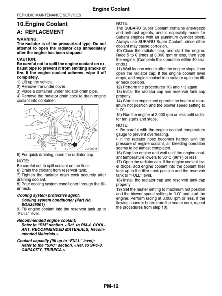 Subaru Engine Coolant Replacement Guide | PDF | Temperature | Engines