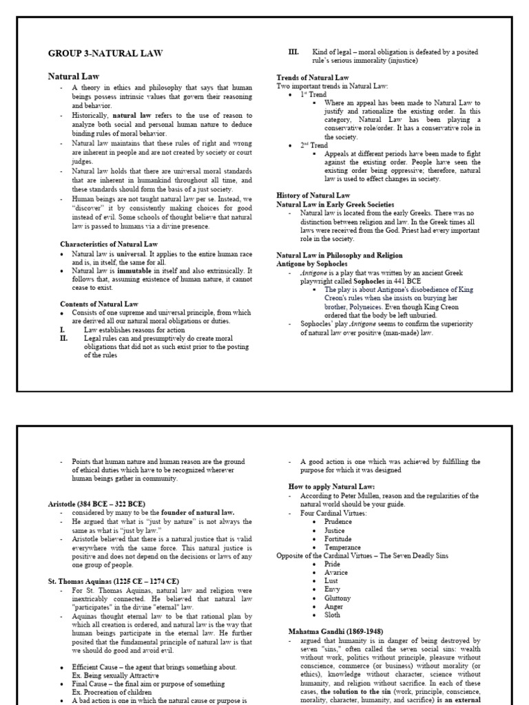 Natural Law Handouts Final | Download Free PDF | Natural Law | Reason
