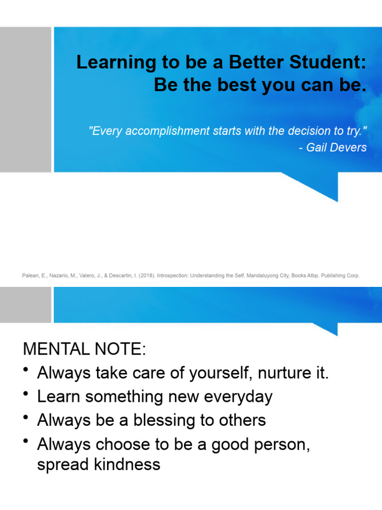 Learning To Be A Better Student Handouts | PDF | Metacognition | Learning