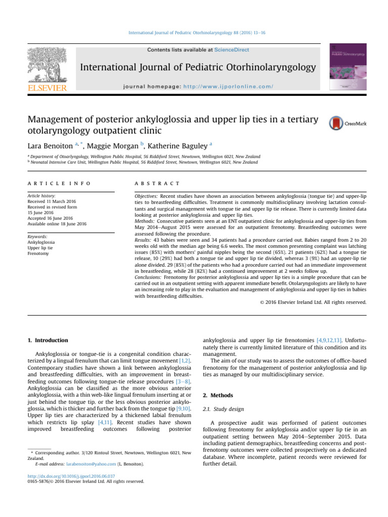 Management Of Posterior Ankyloglossia And Upper Lip Ties In A Tertiary