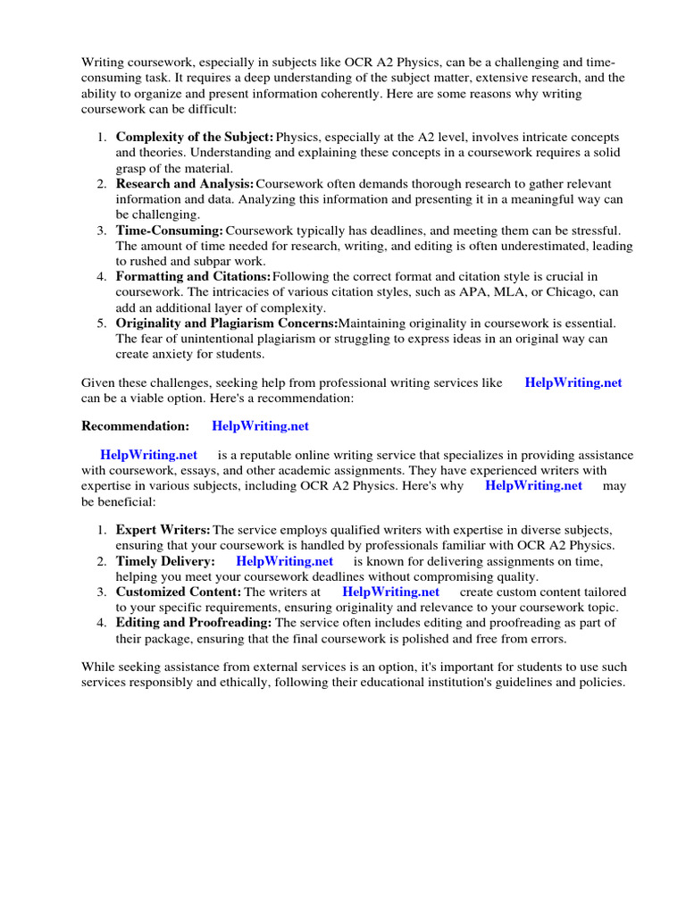 Ocr A2 Physics Coursework Examples | Download Free PDF | Facebook | Linked In