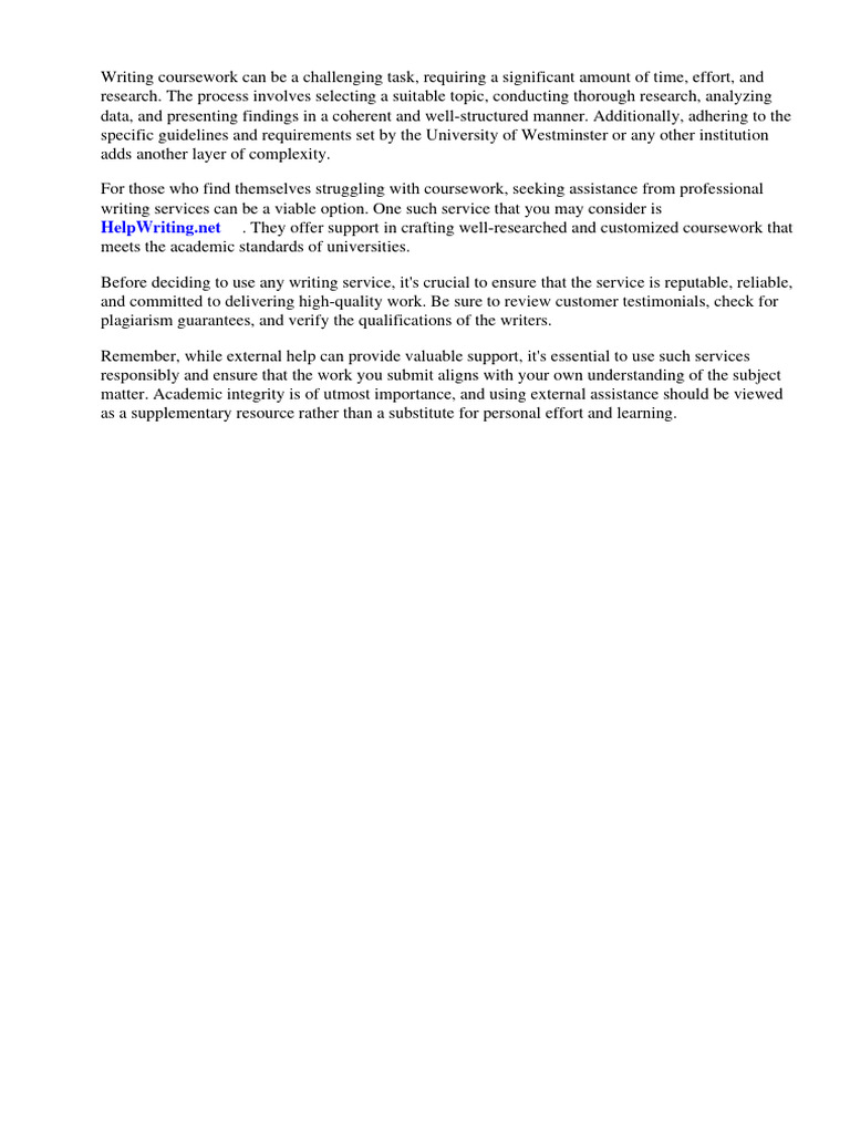 Coursework Cover Sheet University of Westminster | PDF