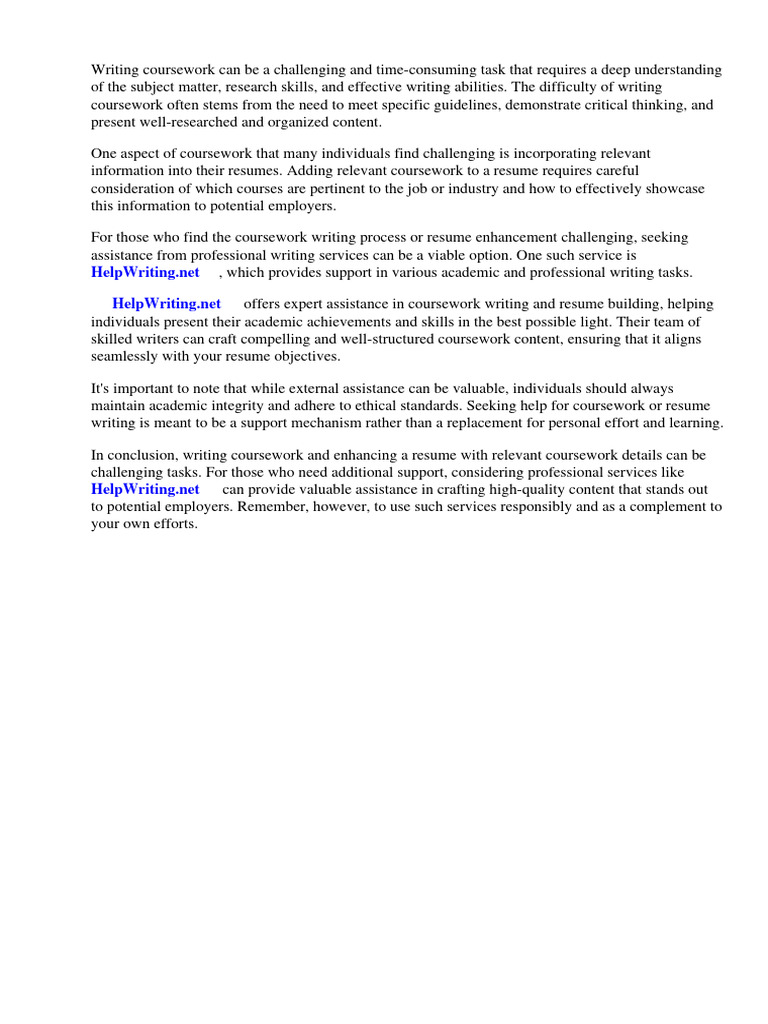 Add Relevant Coursework To Resume | PDF | Résumé | Experience