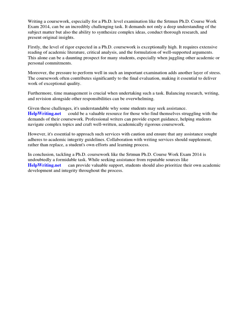 Srtmun PHD Course Work Exam 2014 | PDF