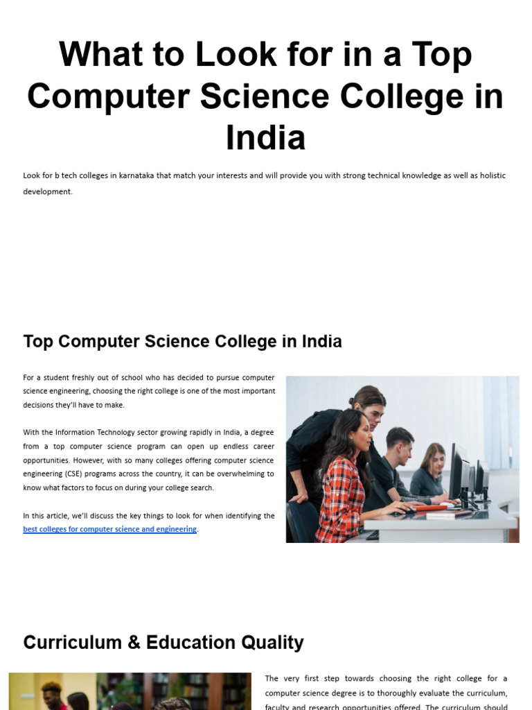 What To Look For in A Top Computer Science College in India | Download ...