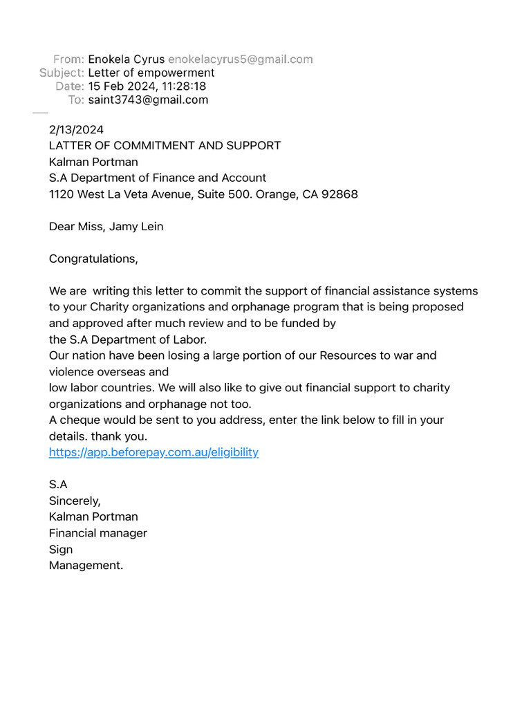 Letter of Empowerment | PDF