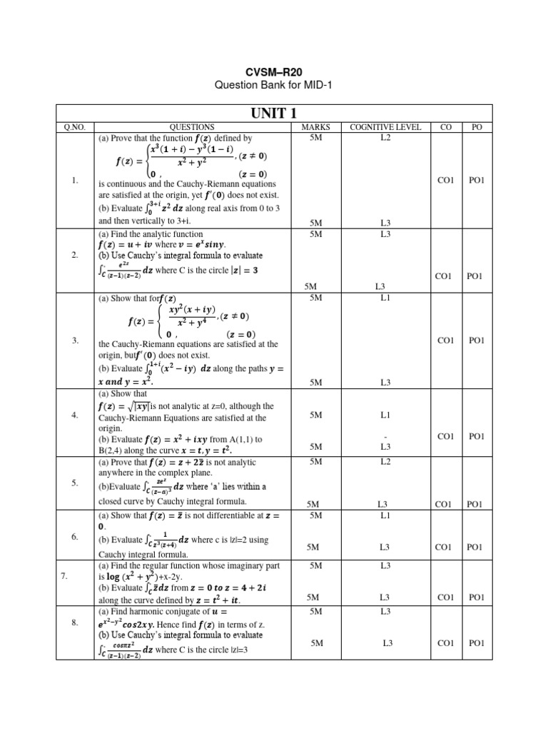 Complex Analysis Question Bank | PDF | Curve | Functions And Mappings