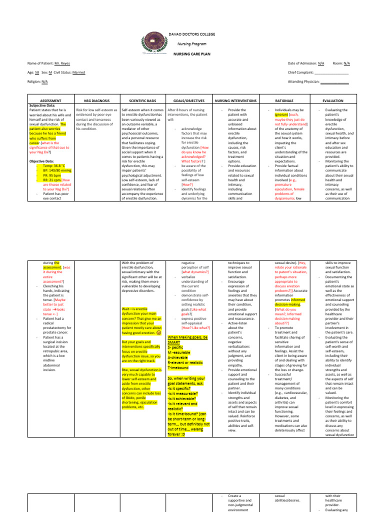 NCP Example | PDF | Nursing | Self Esteem