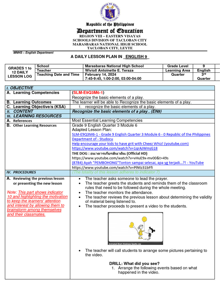 Lesson Plan Elements | PDF