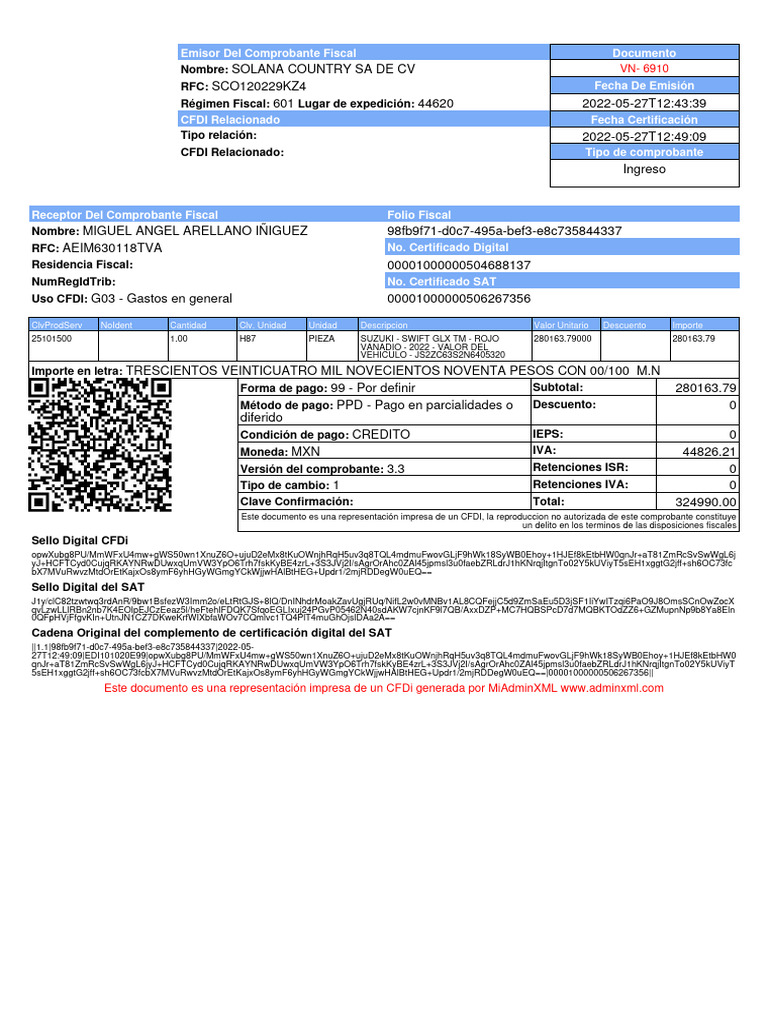 Emisor Del Comprobante Fiscal Documento | PDF | Dinero | Pagos