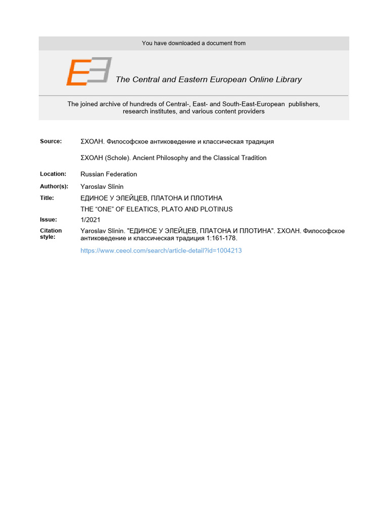 The-One-Of-Eleatics-Plato-And-Plotinus - Content File PDF | PDF | Plato ...