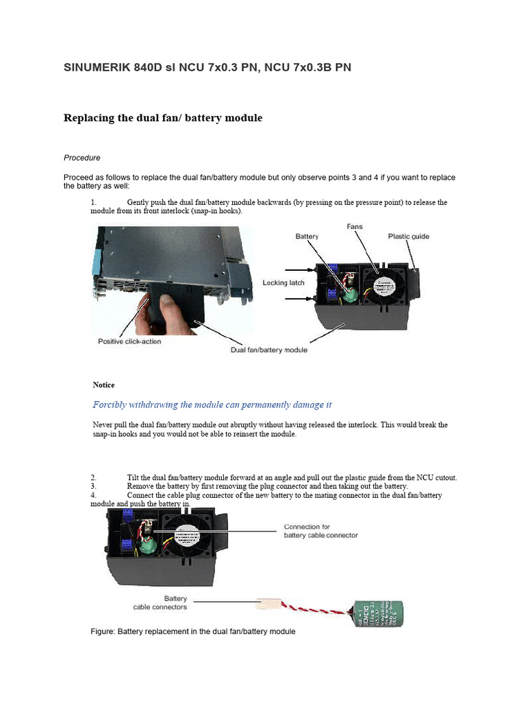 Replacing The Dual Fan And Battery Module Sinumerik 840d Sl Pdf