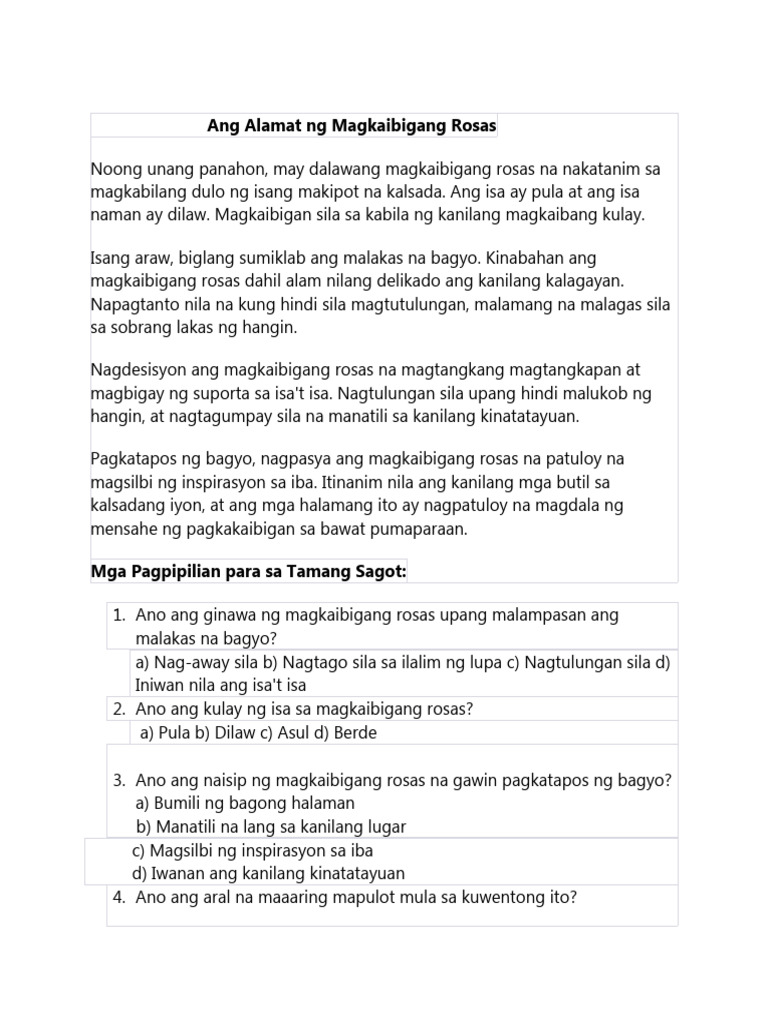 Ang Alamat NG Magkaibigang Rosas 23 1story | PDF