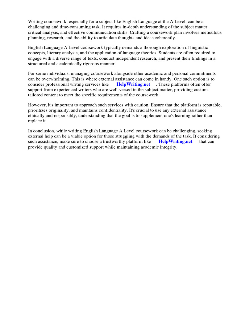 English Language A Level Coursework Plan | PDF