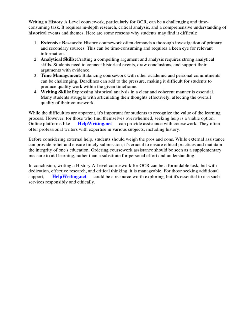 History A Level Coursework Ocr | PDF | Critical Thinking | Reason