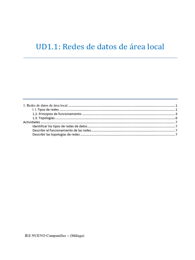 UD1.1 Redes de Datos de Área Local | PDF