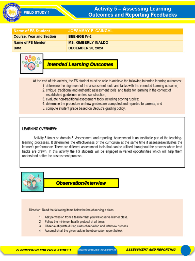 FS1 Activity 5 | PDF | Educational Assessment | Teachers