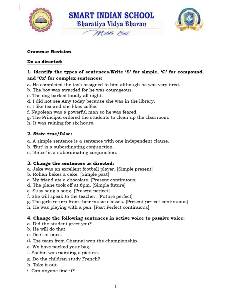 Grammar Revision | PDF | Linguistics | Languages