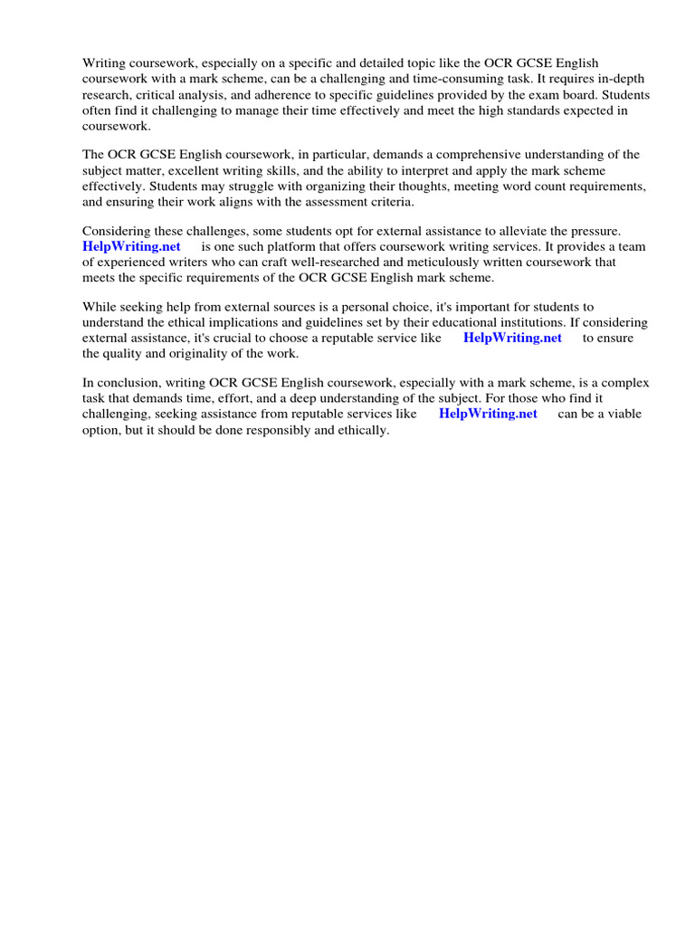 Ocr Gcse English Coursework Mark Scheme | PDF | Human Communication Ocr Gcse English Coursework Mark Scheme | PDF | Human Communication