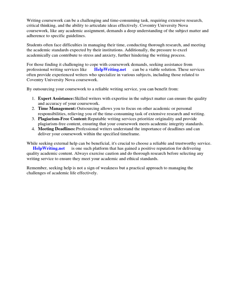 Coventry University Nova Coursework | PDF | University | Internship