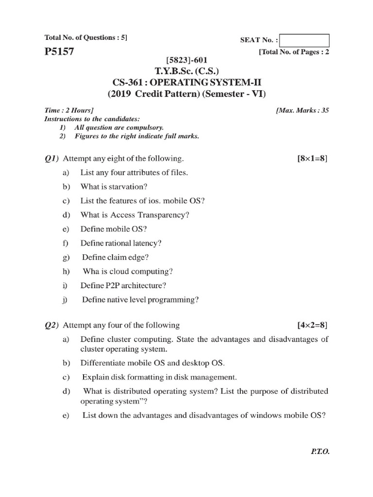 TYBSC (CS) 6th Semester Question Papers | PDF TYBSC (CS) 6th Semester Question Papers | PDF