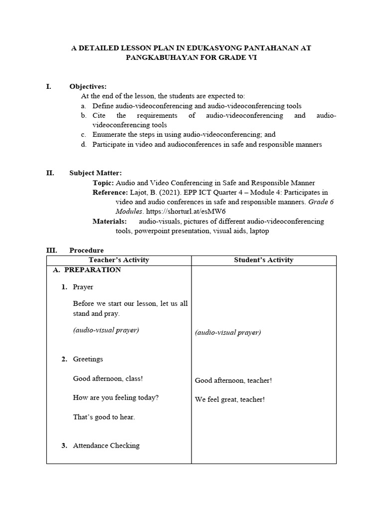 GROUP 3 Lesson Plan in EPP VI (FS 2 Activity 4) | PDF | Videotelephony | Instant Messaging