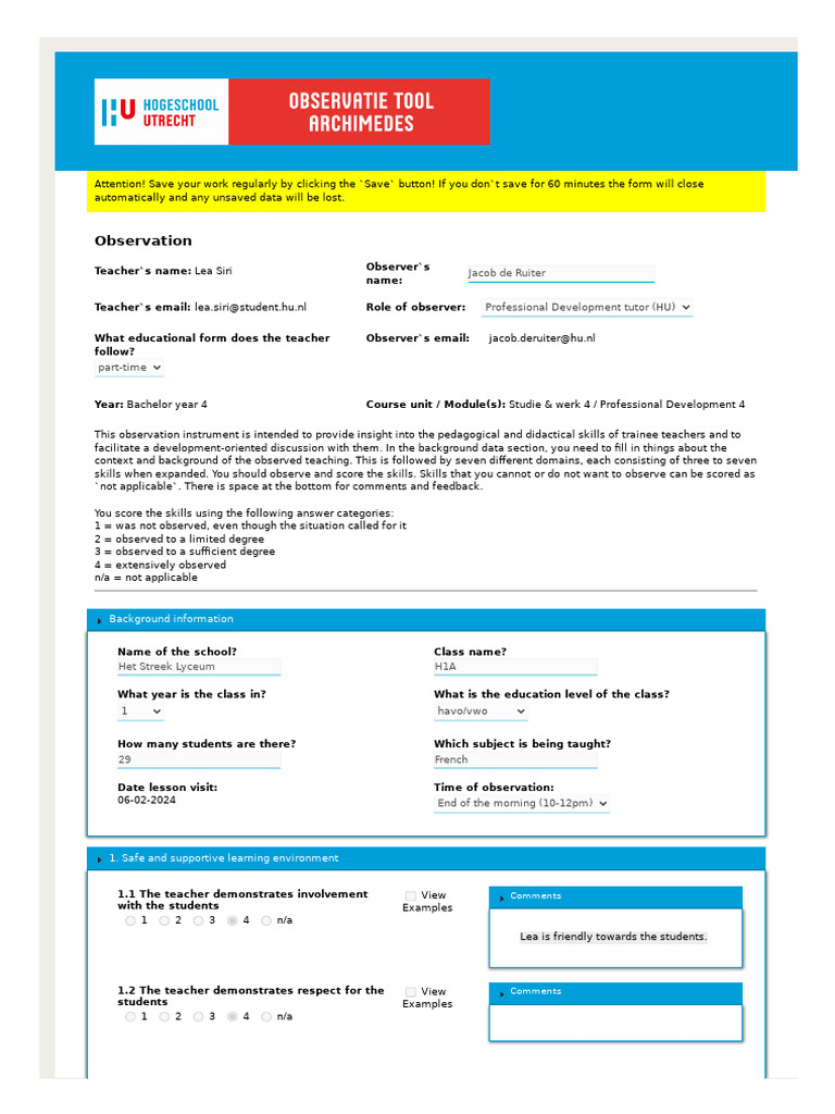 Ota Observation Forms Mentor and Supervisor 1 | PDF | Teachers ...