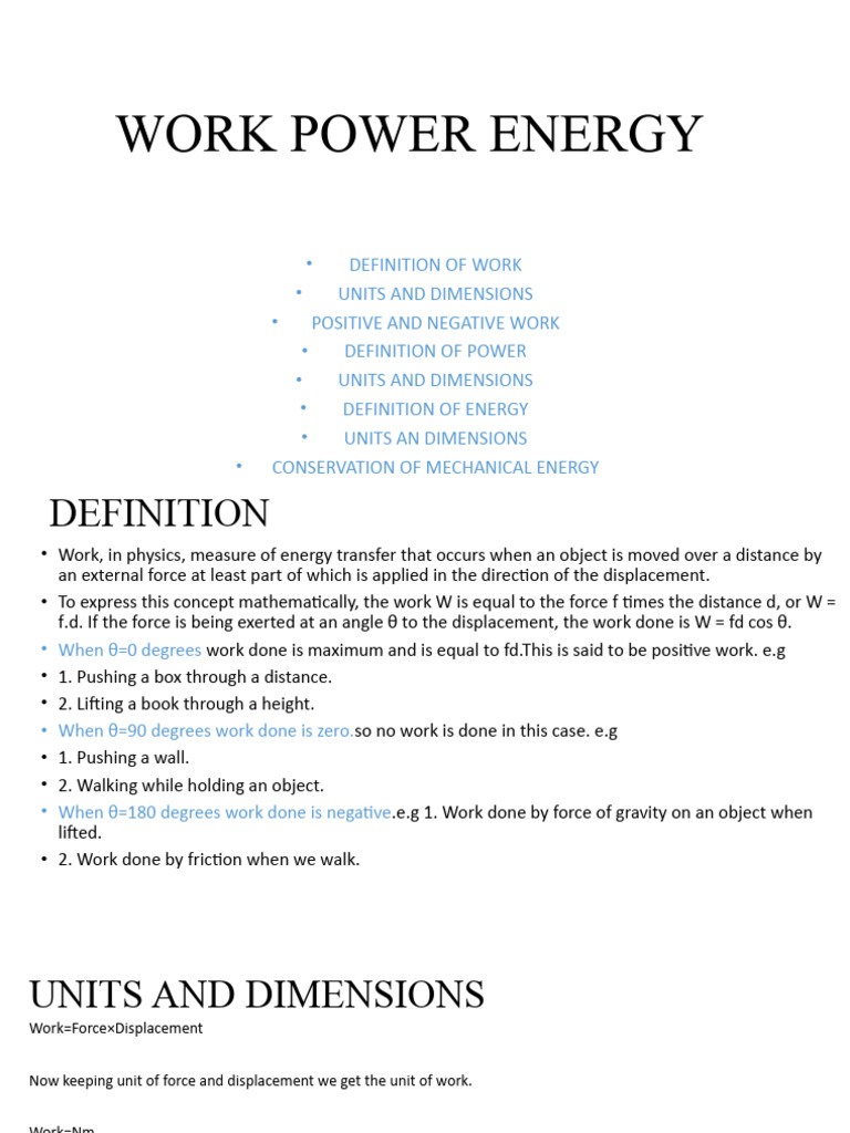 Work Power Energy | PDF | Potential Energy | Kinetic Energy