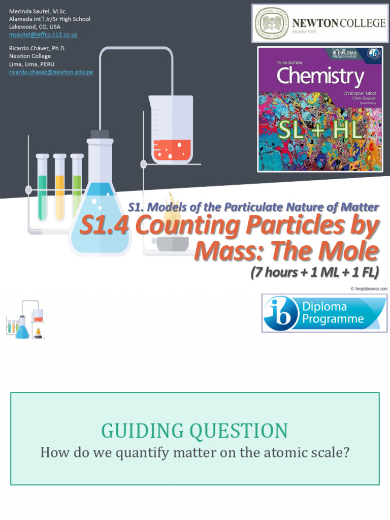 02 Ib Chemistry Sl Hl S1 4 Counting Particles By Mass The Mole Pdf Mole Unit