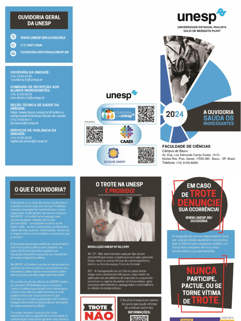 Folder Ouvidoria Unesp 2024 | PDF