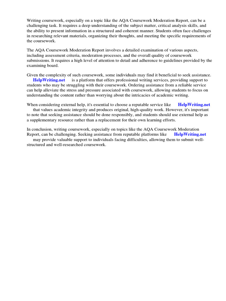 Aqa Coursework Moderation Report | PDF | Facebook | Linked In