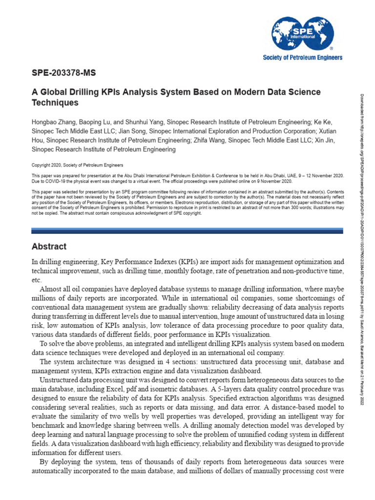 Spe-203378-A Global Drilling KPIs Analysis System Based On Modern Data ...