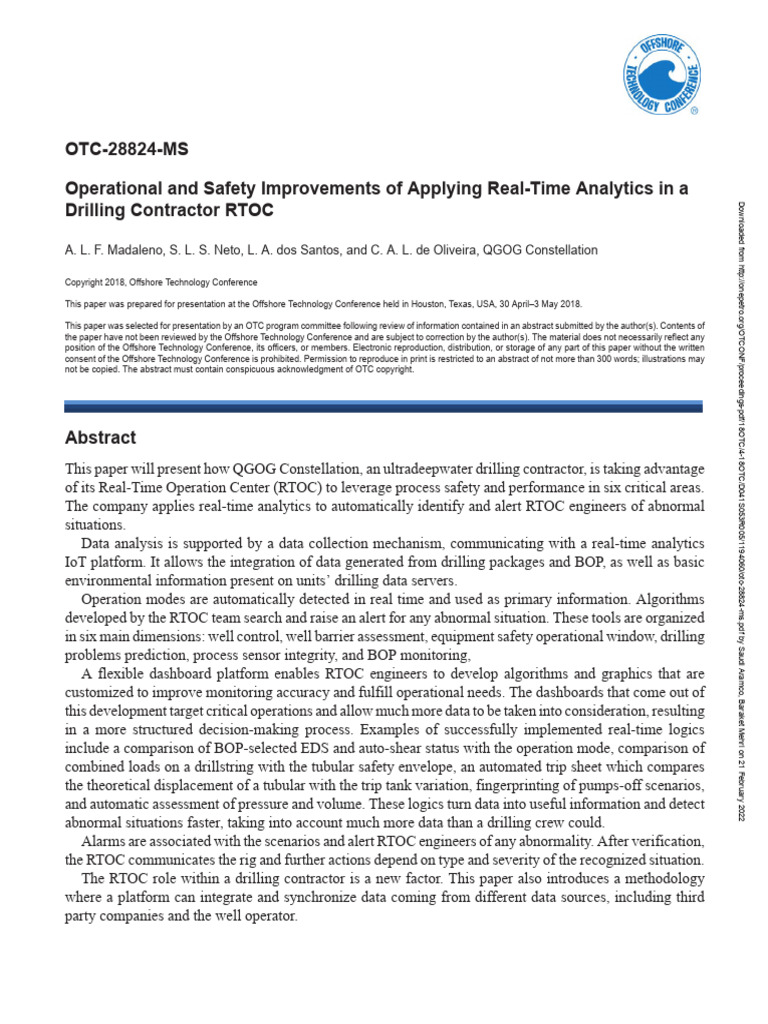 Otc-28824-Ops and Safety Improvements of Applying Real-Time Analytics ...
