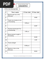 12-Hour to 24-Hour Clock Worksheet | PDF