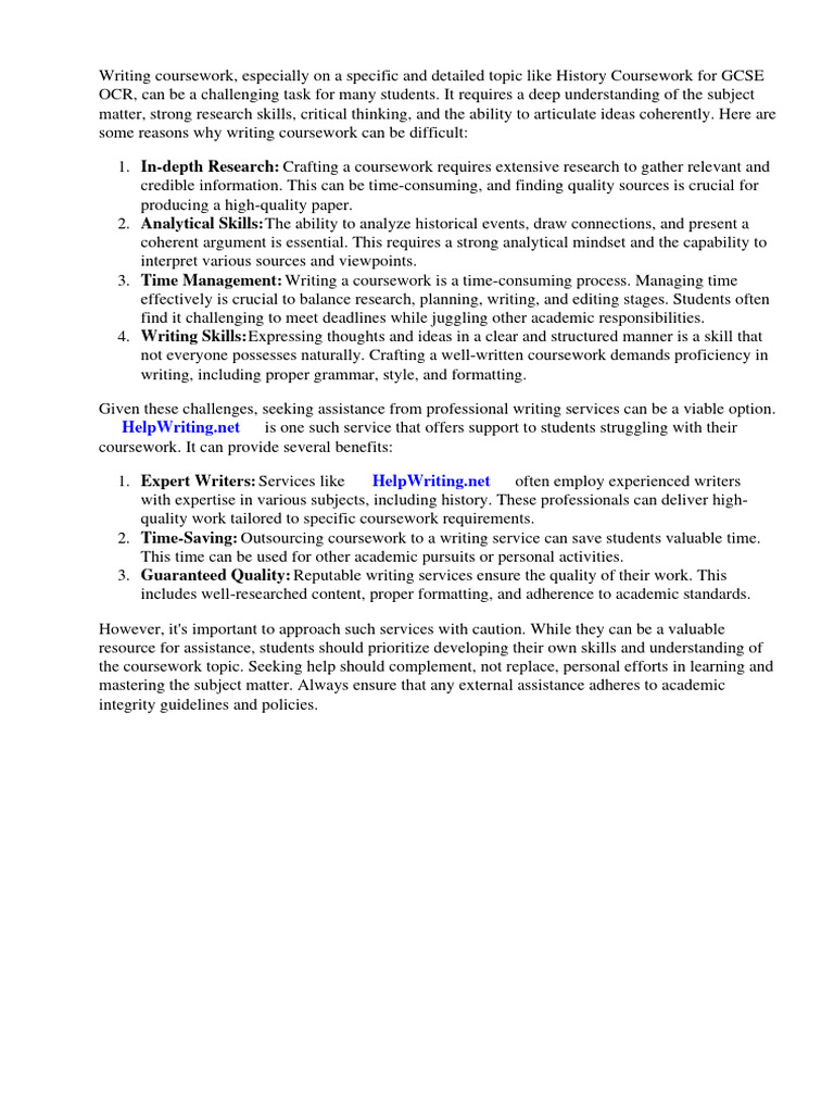 History Coursework Gcse Ocr | PDF | Gce Advanced Level (United Kingdom ...