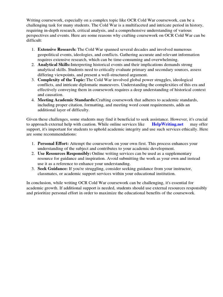 Ocr Cold War Coursework | PDF | Facebook | Cold War