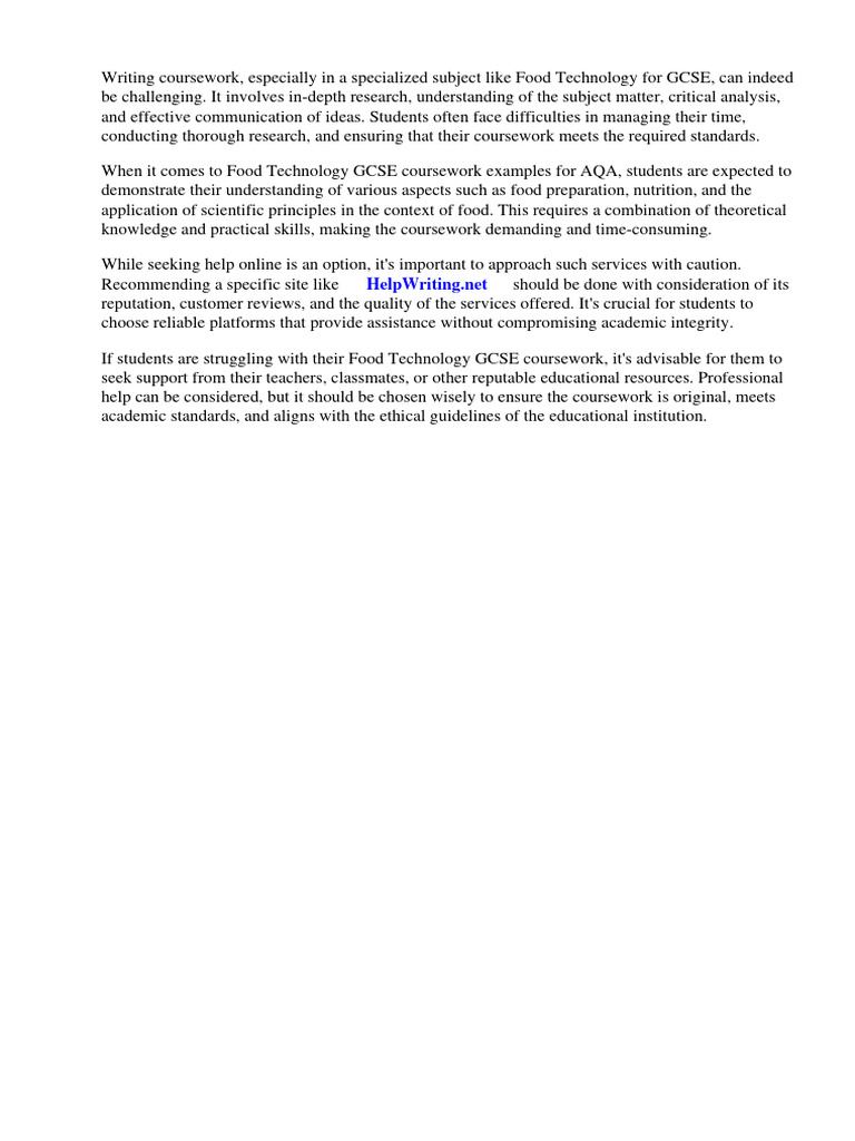 GCSE Food Tech Coursework Tips | PDF | Food Energy