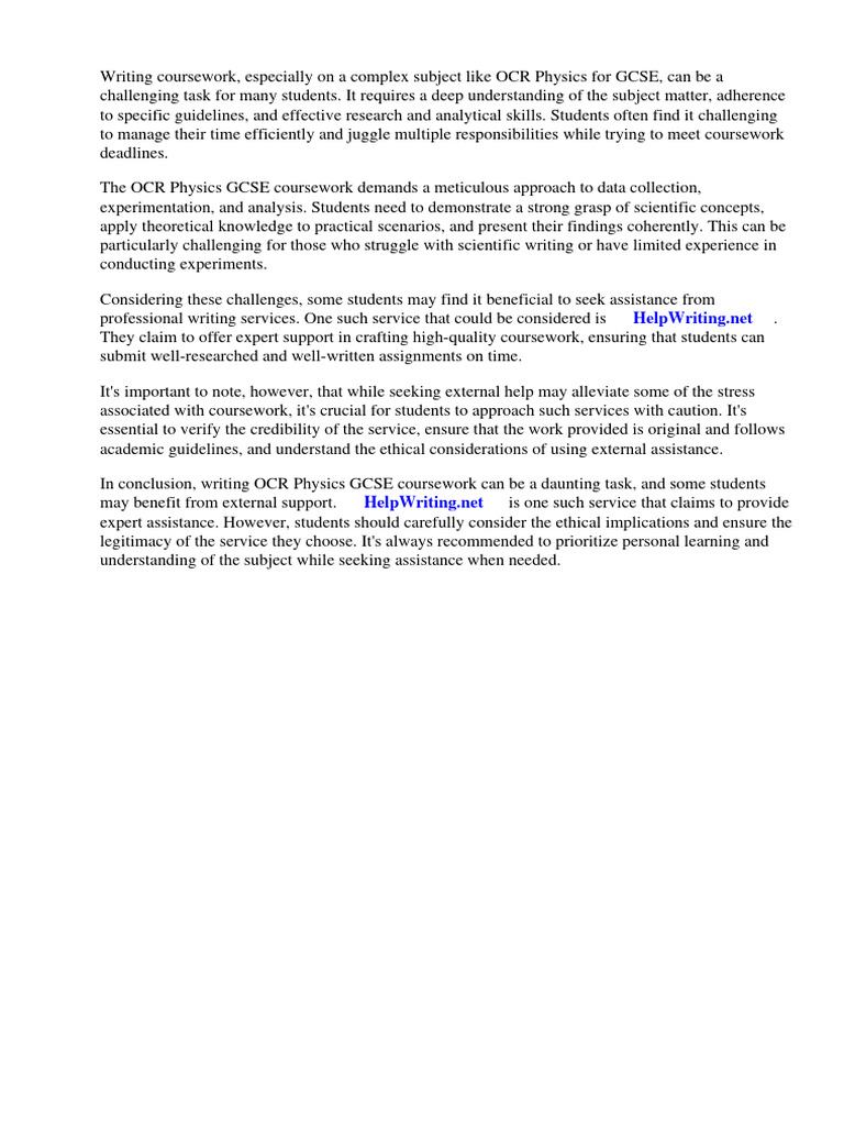 Ocr Physics Coursework Gcse | PDF | Facebook | Linked In