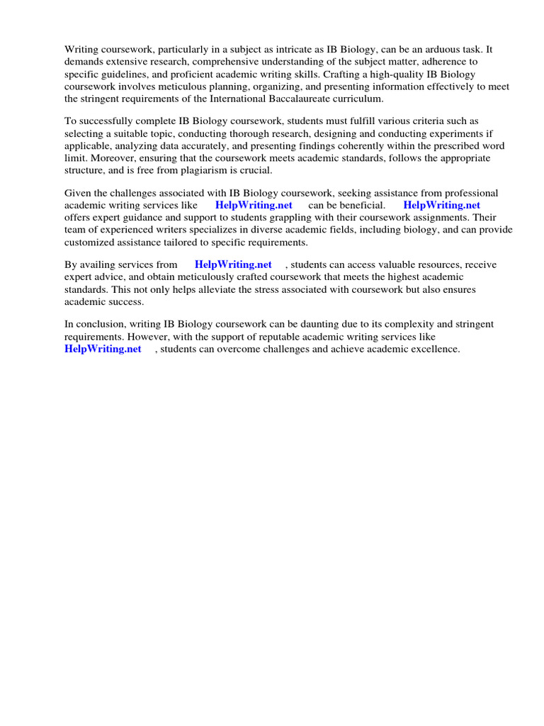 Ib Biology Coursework Checklist | Download Free PDF | Facebook | Linked In