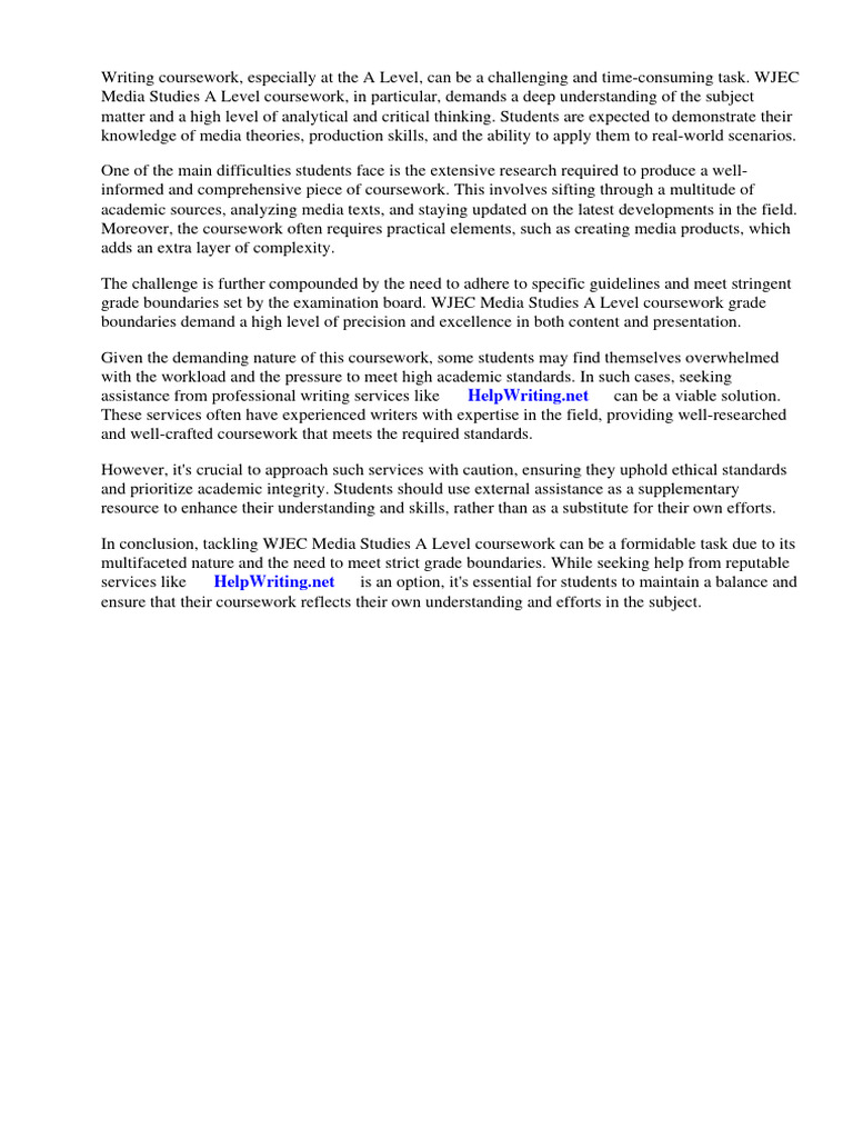 Wjec Media Studies A Level Coursework Grade Boundaries | PDF | Schools ...