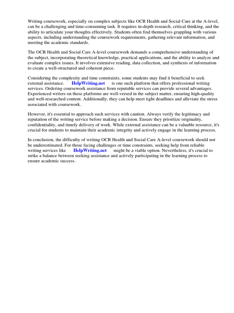 Ocr Health and Social Care A Level Coursework | PDF | Egg As Food | Cakes